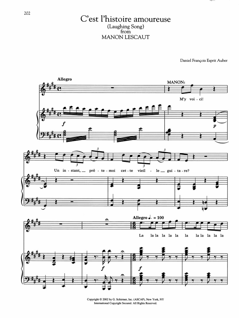 C'est L'histoire Amoureuse (Manon Lescaut) | PDF