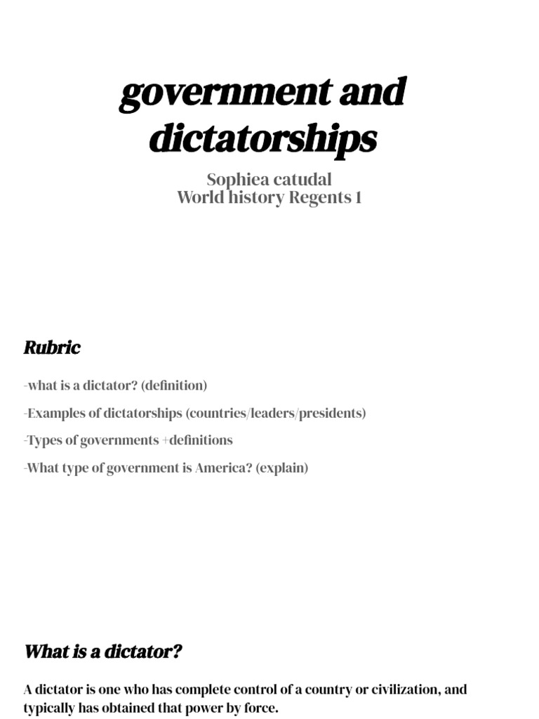 Current Dictatorships Explained | PDF