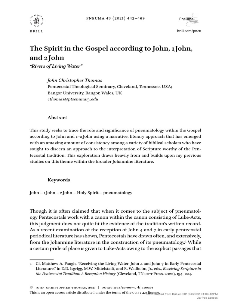(15700747 - Pneuma) The Spirit in The Gospel According To John, 1 John ...