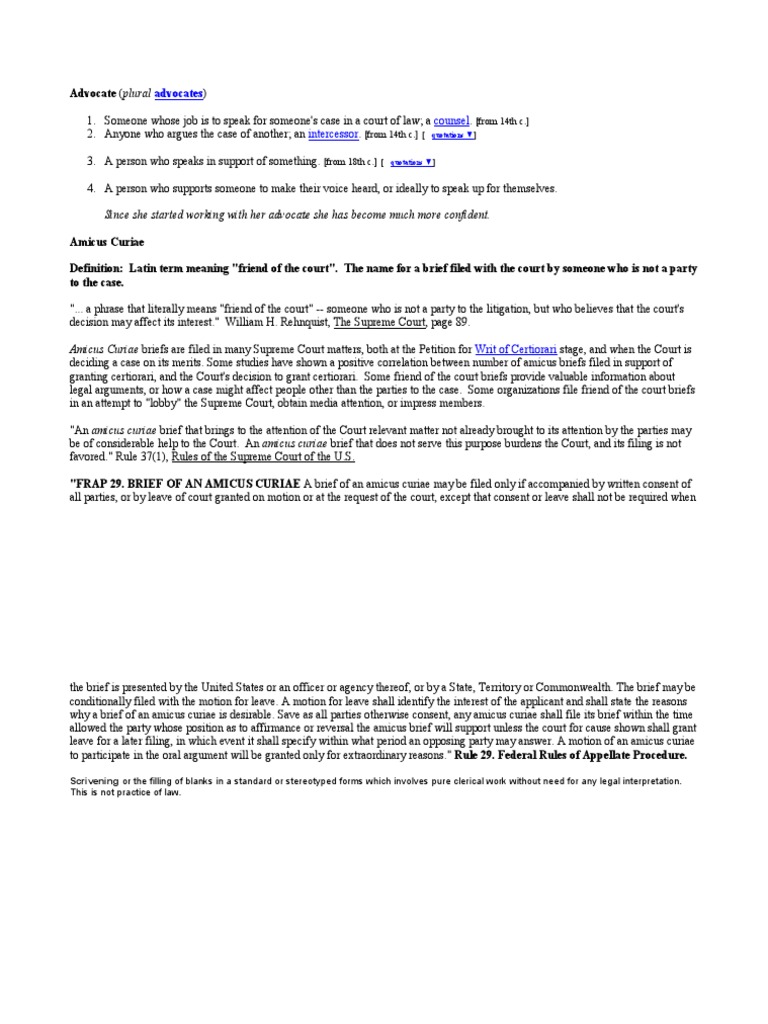 Definition of Terms | PDF | Amicus Curiae | Brief (Law)