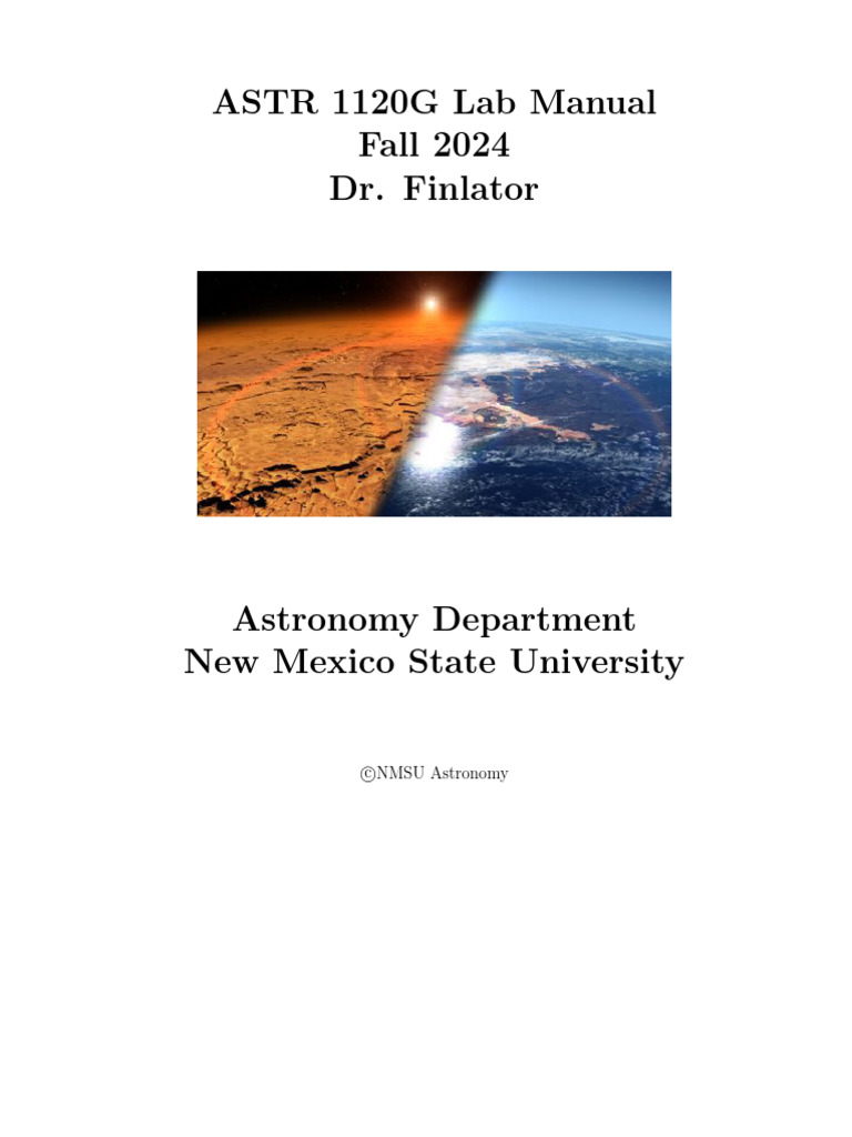 ASTR1120G LabManual FALL 2024 | PDF | Night | Equator