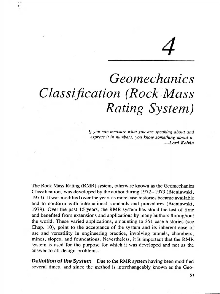 Bieniawski RMR 1989 | PDF