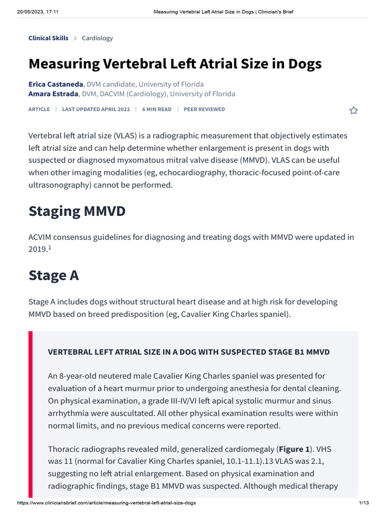 Measuring Vertebral Left Atrial Size in Dogs - Clinician's Brief | PDF ...