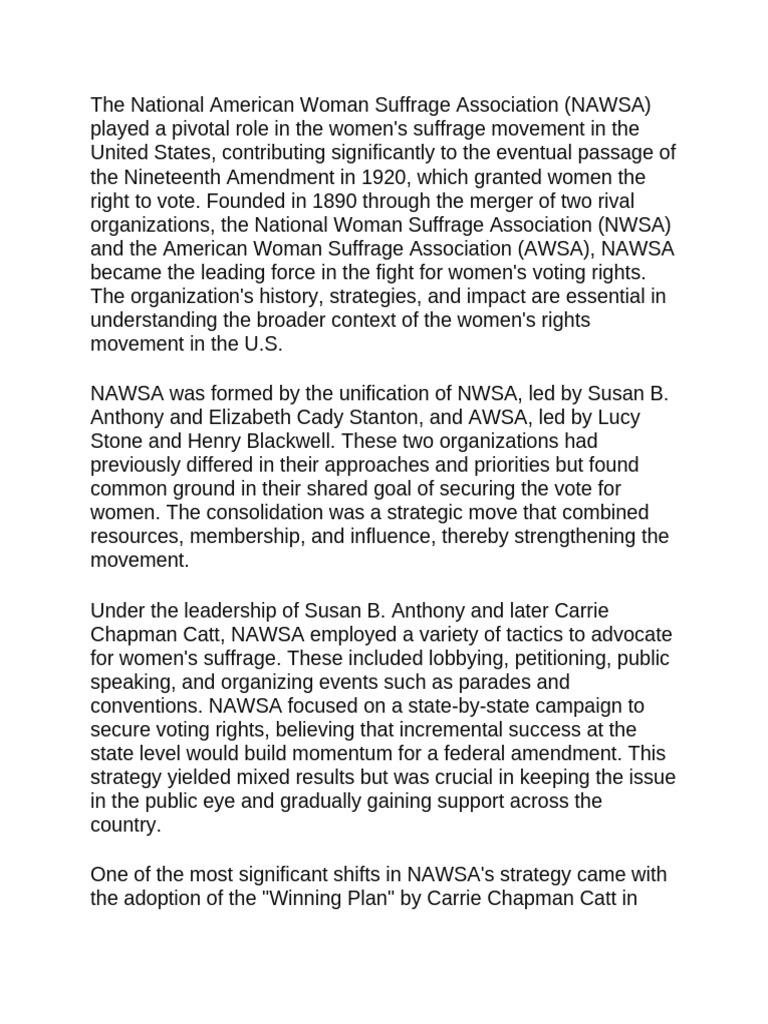 NAWSA | PDF | Women's Rights | Discrimination & Race Relations