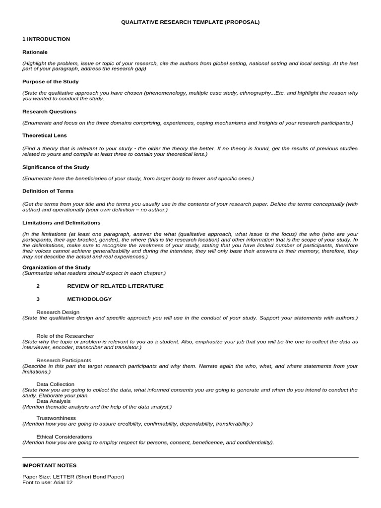 QL-TEMPLATE-PROPOSAL-1 | PDF | Qualitative Research | Theory