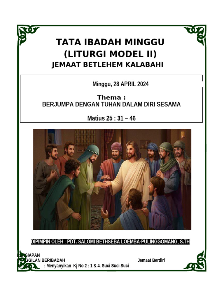 Liturgi Tata Ibadah Minggu Model Ii | PDF