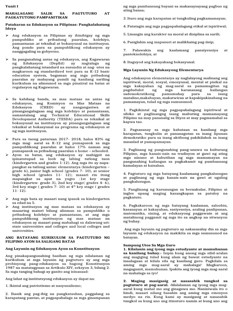 Yunit I 2 Reviewer | PDF