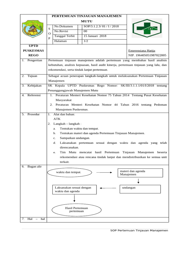 3.1.2.3 SOP Pertemuan Tinjauan Manajemen (SDH) | PDF | Karier & Perkembangan | Bisnis