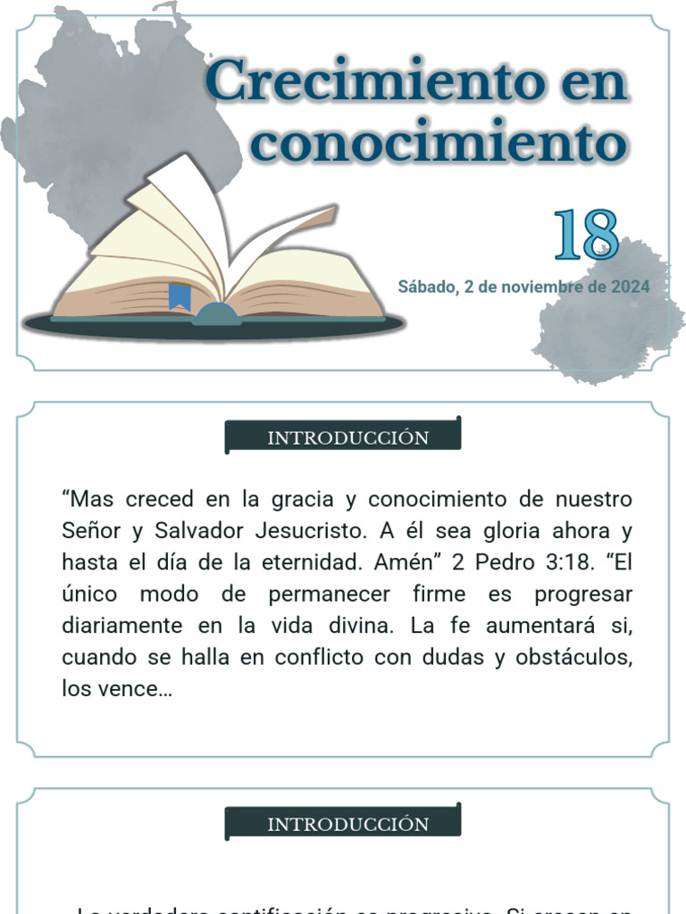 LEC 18 CRECIMIENTO EN CONOCIMIENTO 2 de Noviembre de 2024 | PDF ...