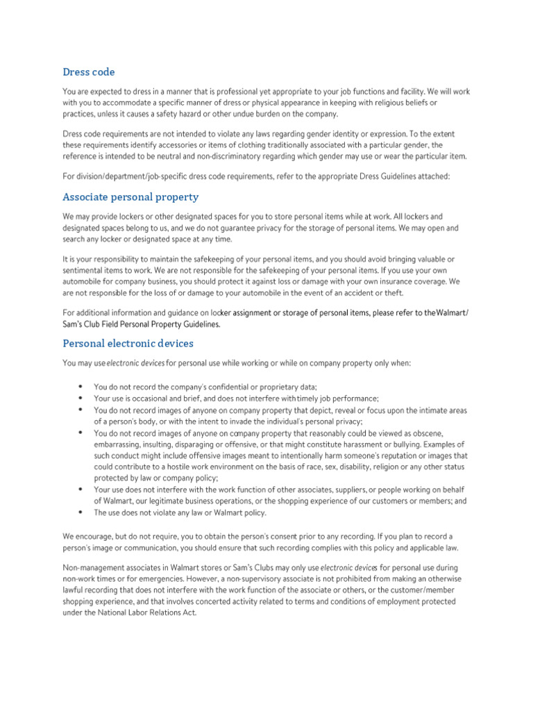 WM Field Dress Code Policy | PDF