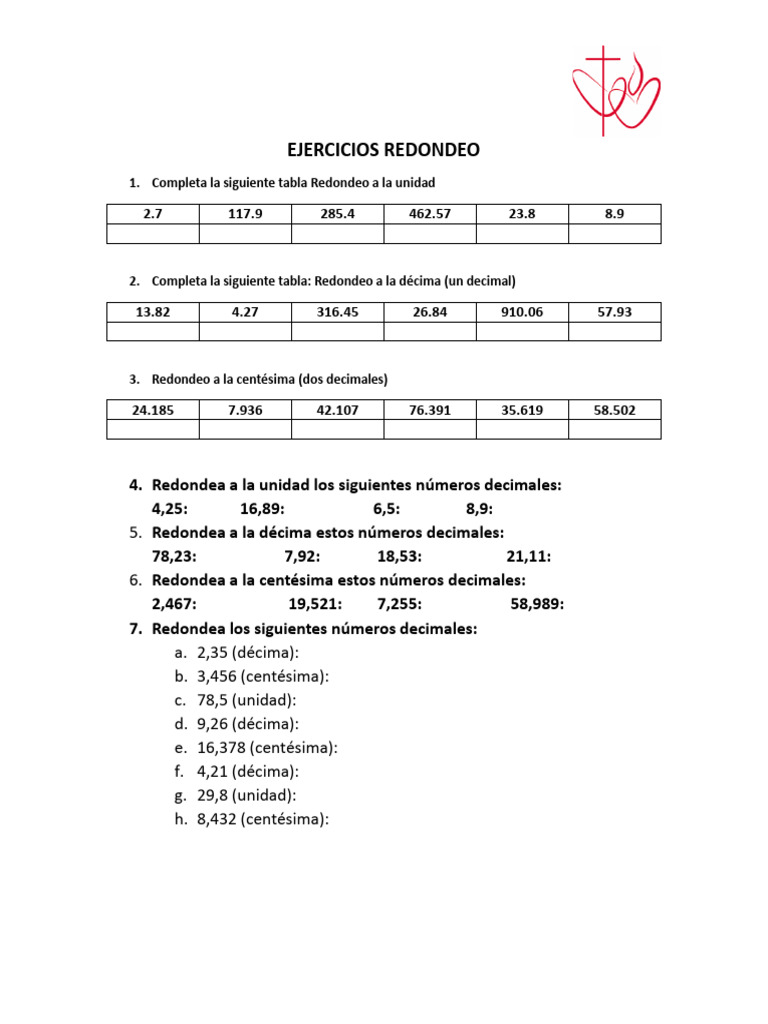 Ejercicios Redondeo | PDF