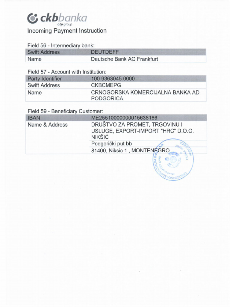 Instrukcije Za Placanje | PDF