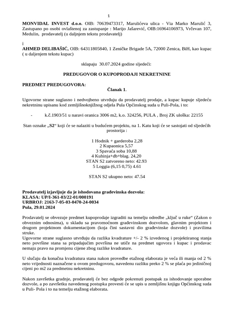 Predugovor Ahmed Delibašić | PDF