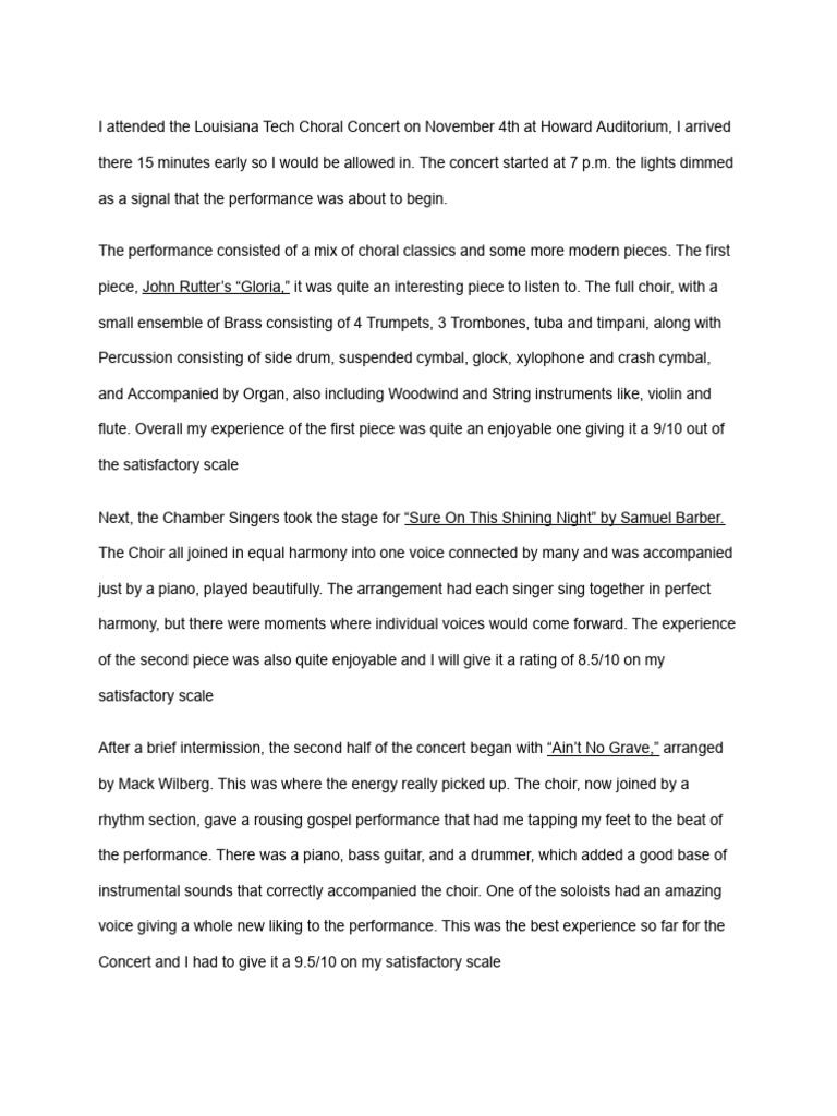 Concert Report | PDF | Musical Instruments | Music Technology