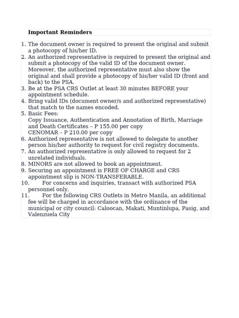 Important Reminders | PDF | Law