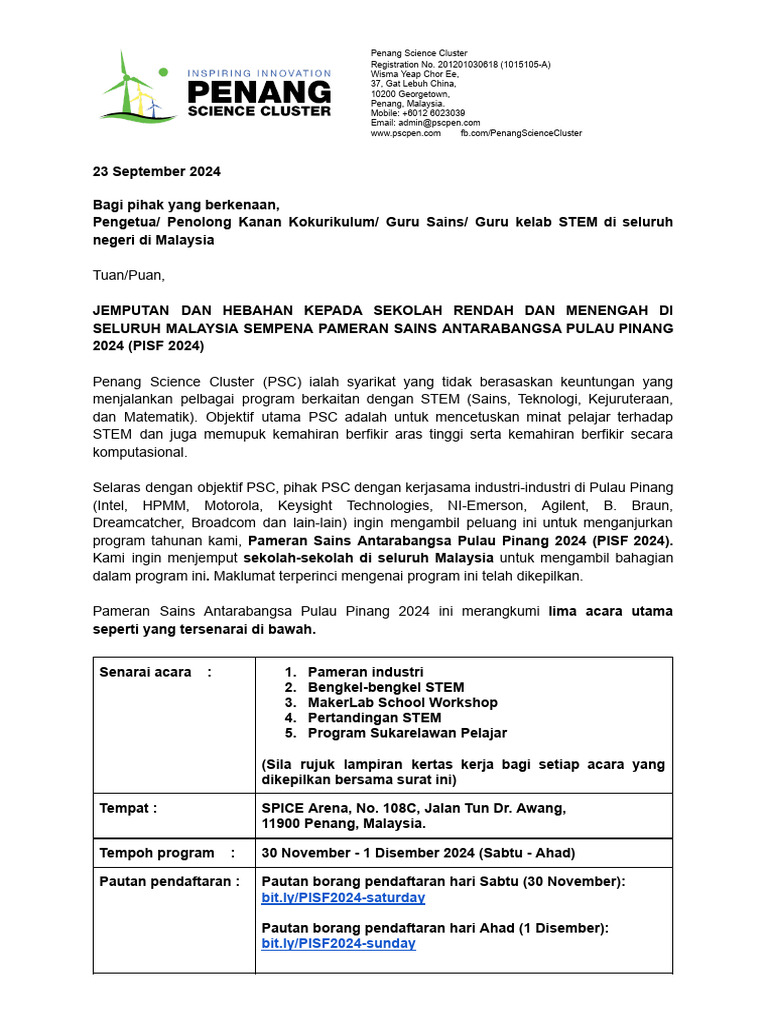 Sekolah (Malaysia) - Surat Jemputan Dan Hebahan Untuk Menyertai Pameran ...