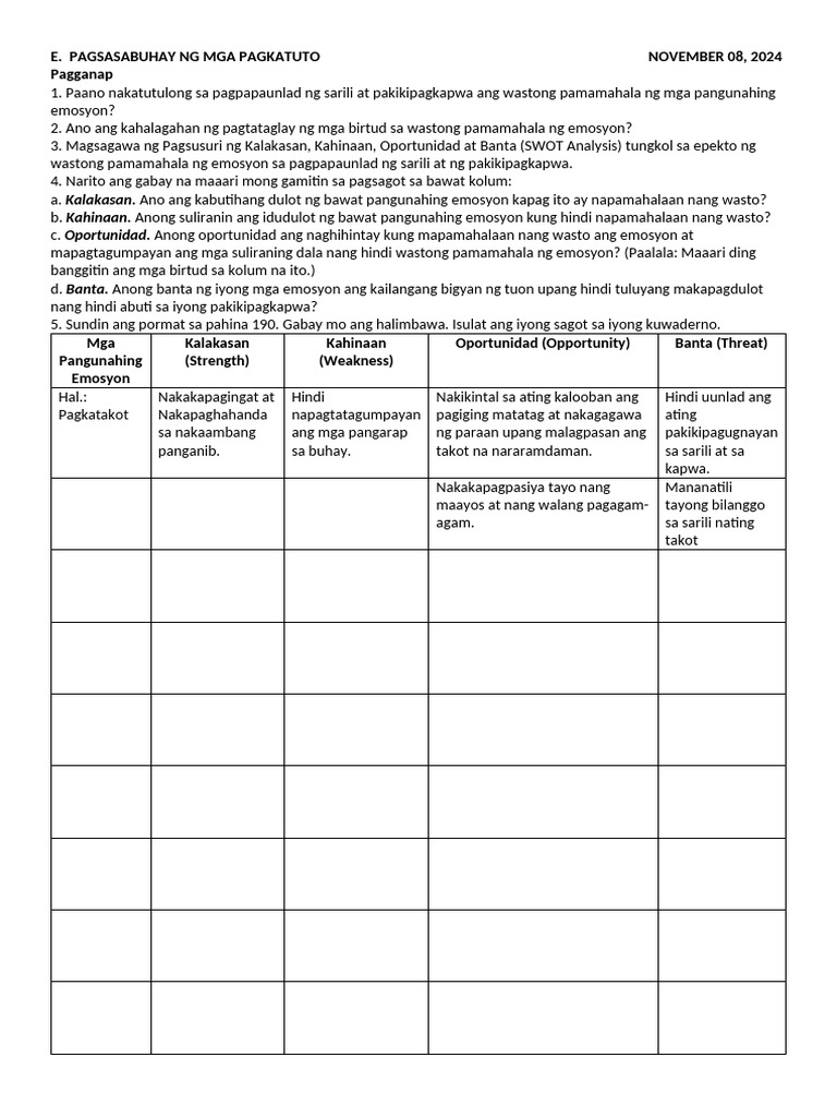 Answer Sheet at ESP | PDF