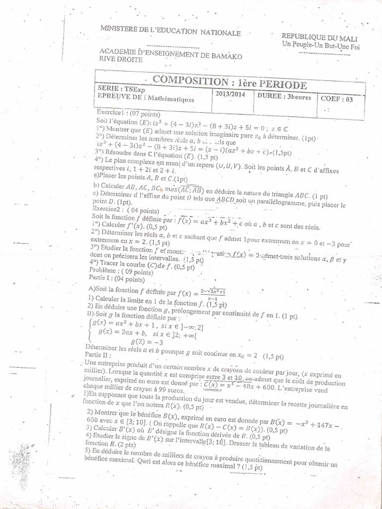 Compo Math TSexp q1 2014 RD | PDF