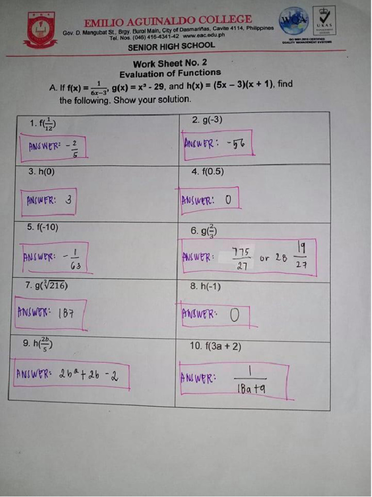 Evaluation of Functions - Gen Math | PDF