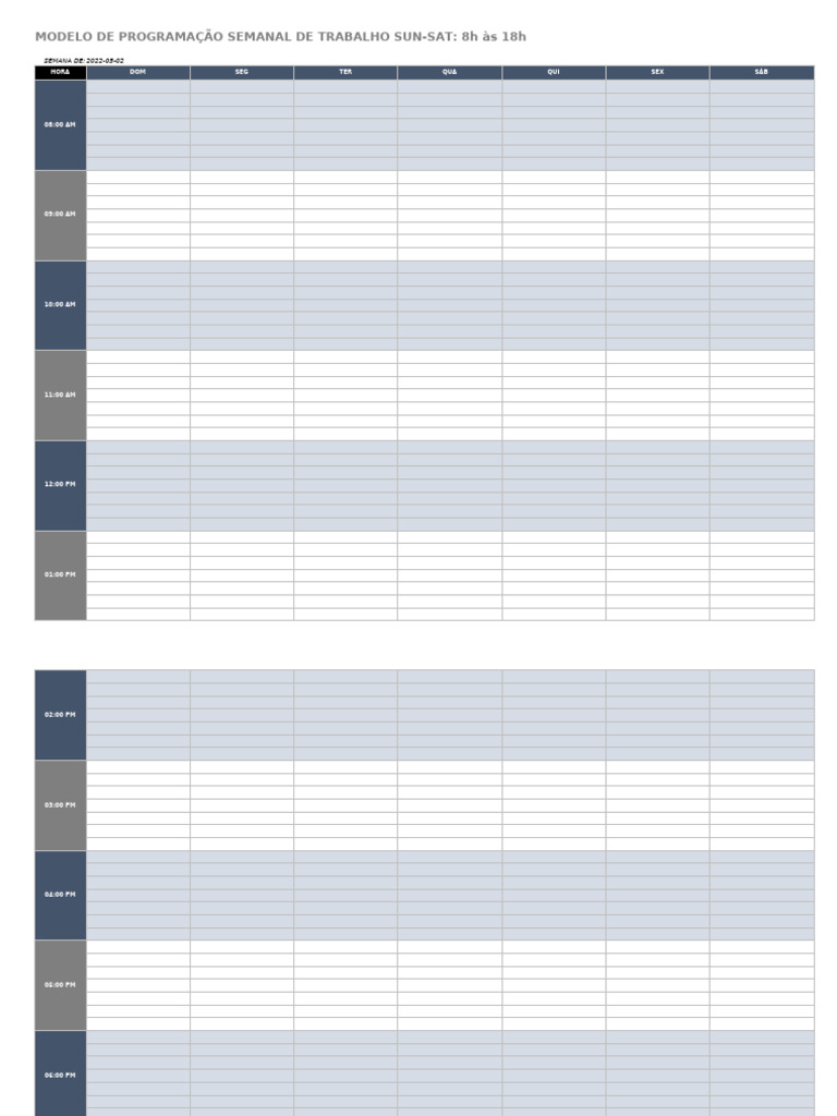 IC Sun Sat Weekly Work Schedule 8 6pm Template 57209 PT | PDF ...