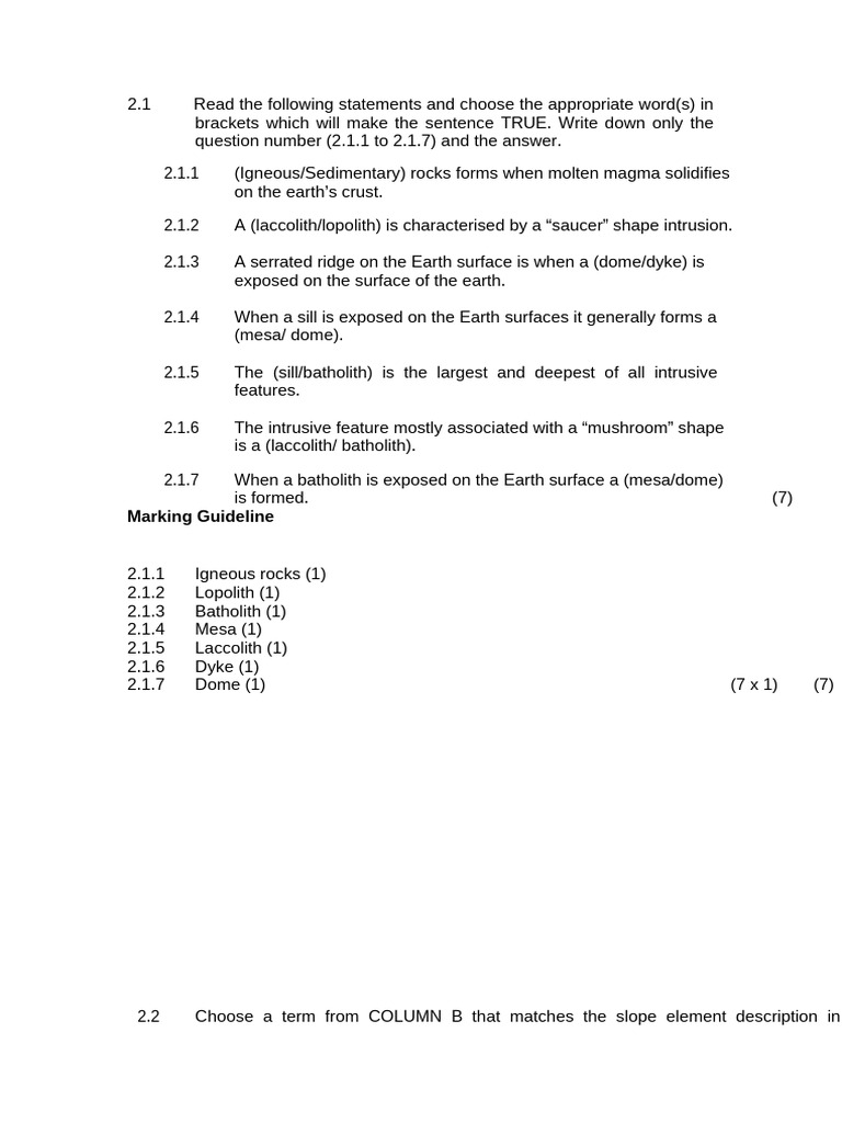Grade 11 Geomorphology Test Guide | PDF | Rock (Geology) | Erosion