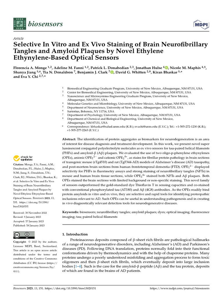SJCV Coe 2023 Biosen Chi Amyloid | PDF | Amyloid Beta | Amyloid