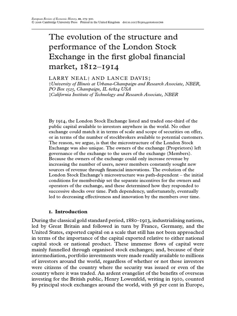 London Stock Exchange Evolution 1812-1914 | PDF | Stocks | Market ...