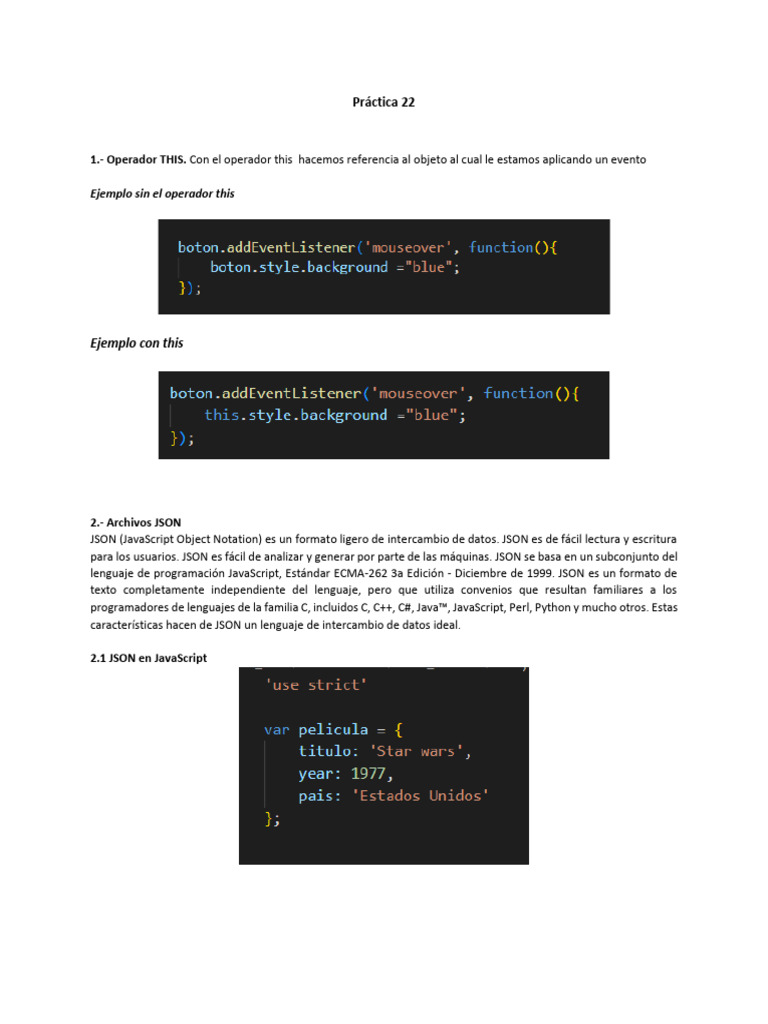 Practica 22 | PDF | Json | Modelo de objeto de documento