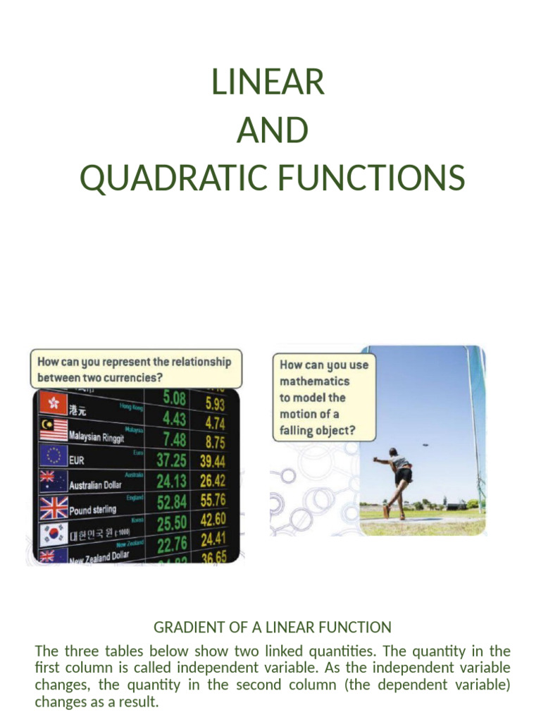 11 MAI SL Chapter 3 Linear and Quadratic Functions | PDF