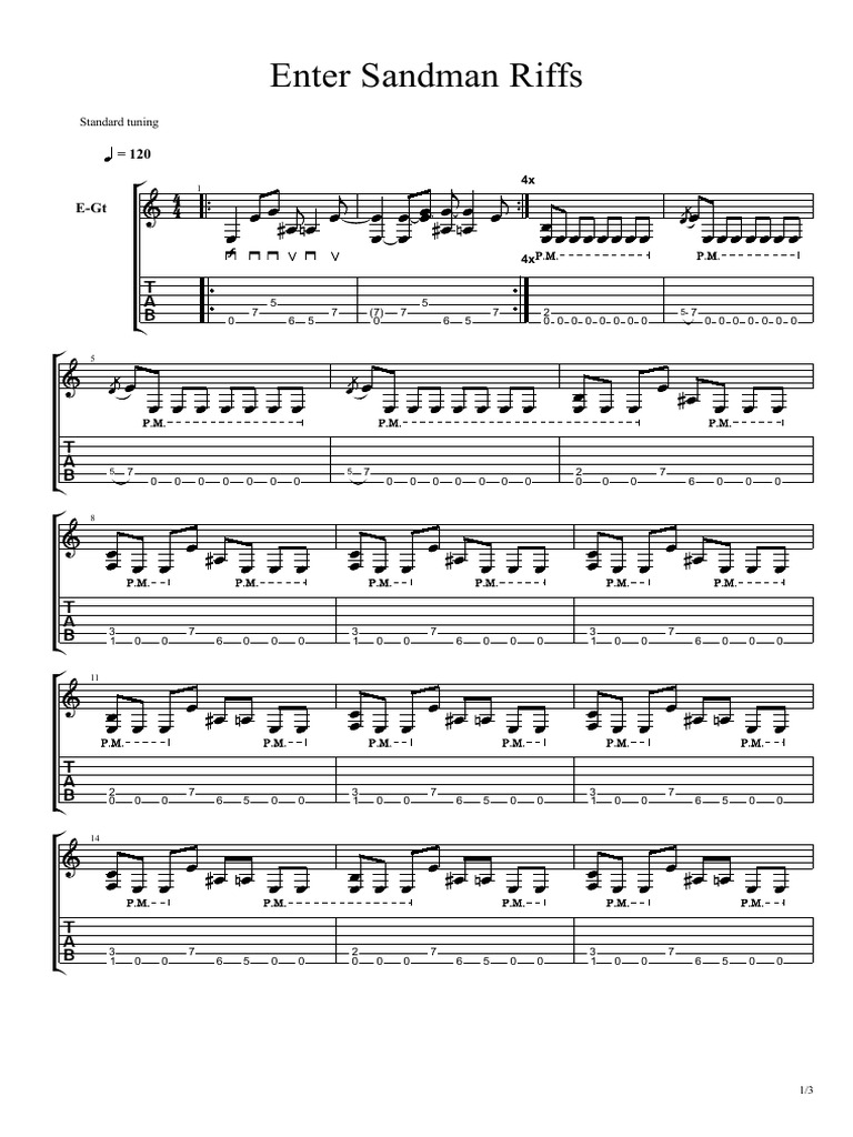 Enter Sandman Riffs T | PDF | Songs Written