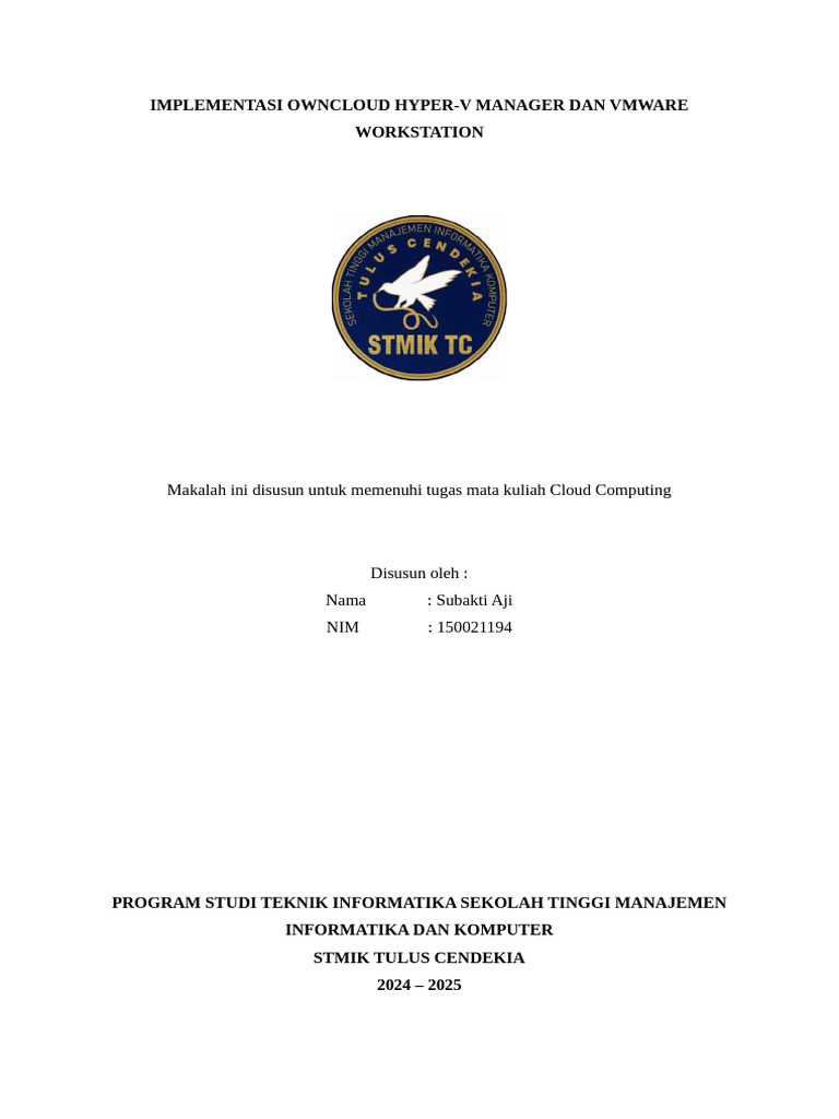 IMPLEMENTASI OWNCLOUD HYPER-V MANAGER DAN VMWARE WORKSTATION | PDF