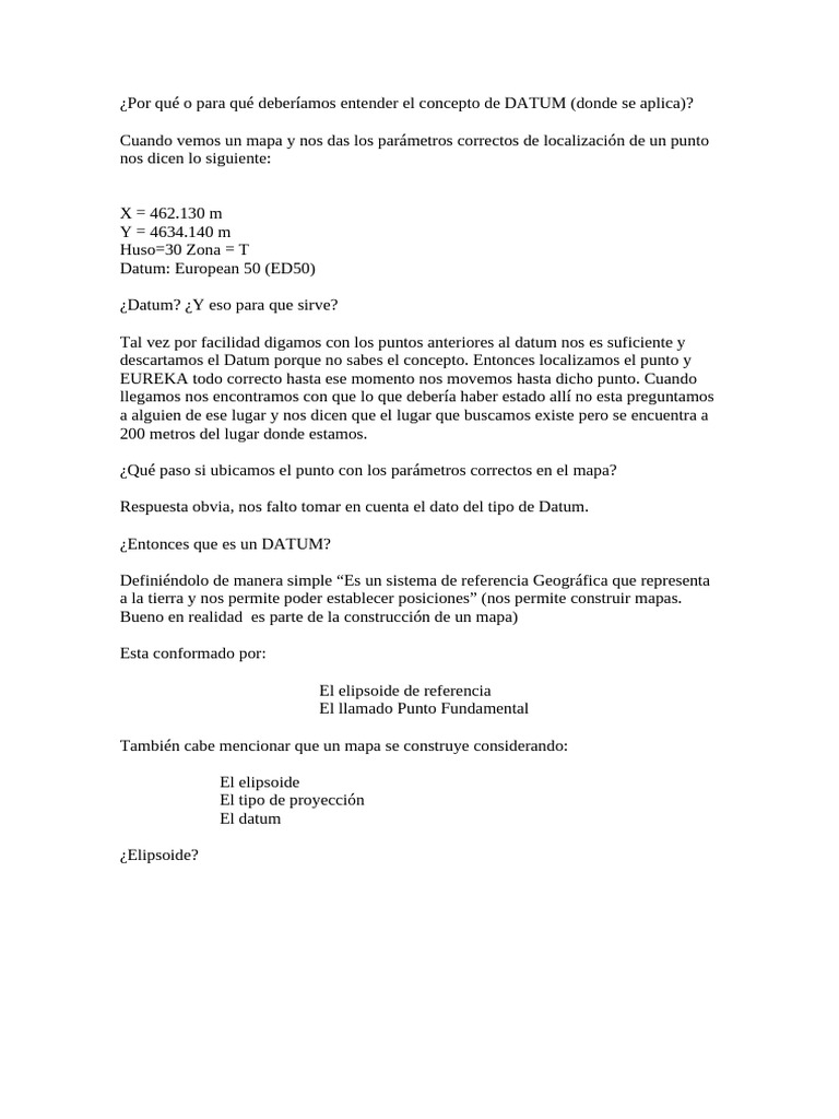 Entendiendo el concepto de Datum en mapas | PDF