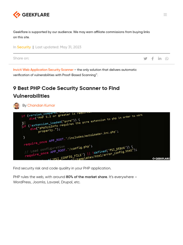 9 Best PHP Code Security Scanner To Find Vulnerabilities | PDF | Php | Vulnerability (Computing)