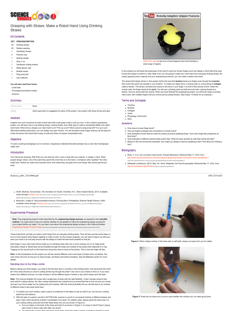 Robotic Hand 1 Pdf Hand Finger