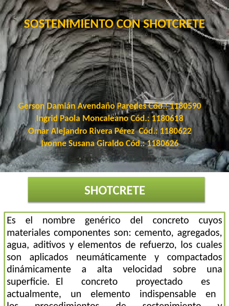 Diapositivas Sostenimiento Con Shotcrete | PDF | Hormigón | Fundación profunda
