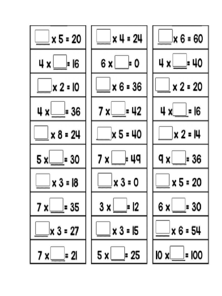 1 Digit Multiplication Dodge Practice | PDF