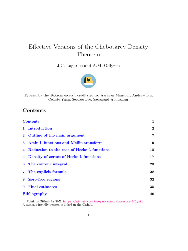 Effective Versions of The Chebotarev Density Theorem | PDF ...