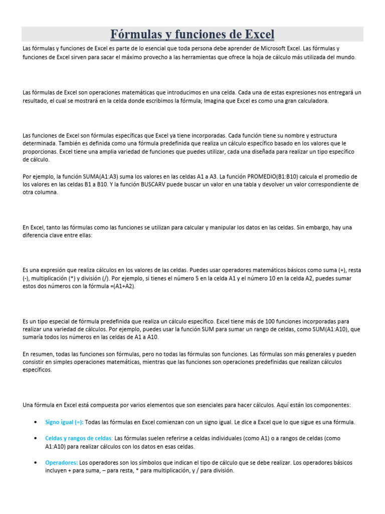 Fórmulas y Funciones de Excel II PARCIAL | PDF | Microsoft Excel | Hoja ...