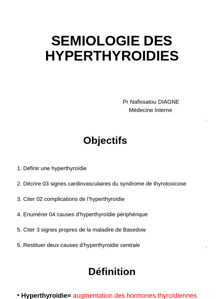 Hyperthyroïdie : Signes et Complications | PDF | Hyperthyroïdie | Thyroïde