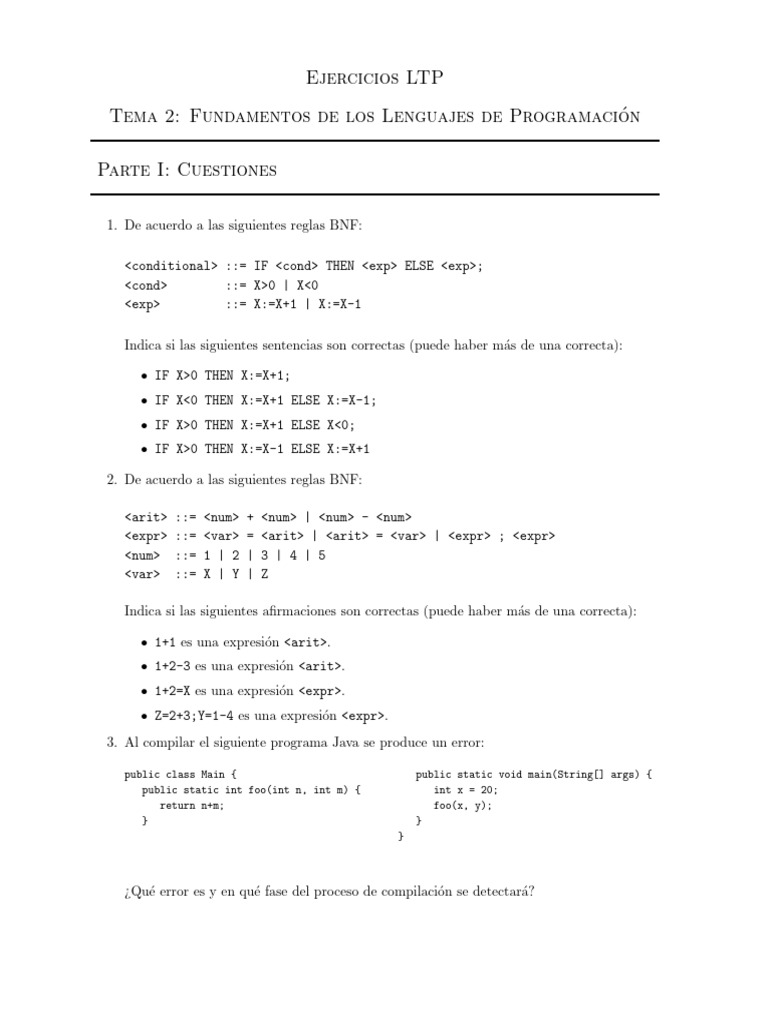 Ejercicios Tema 2 | PDF | Compilador | Lenguaje de programación