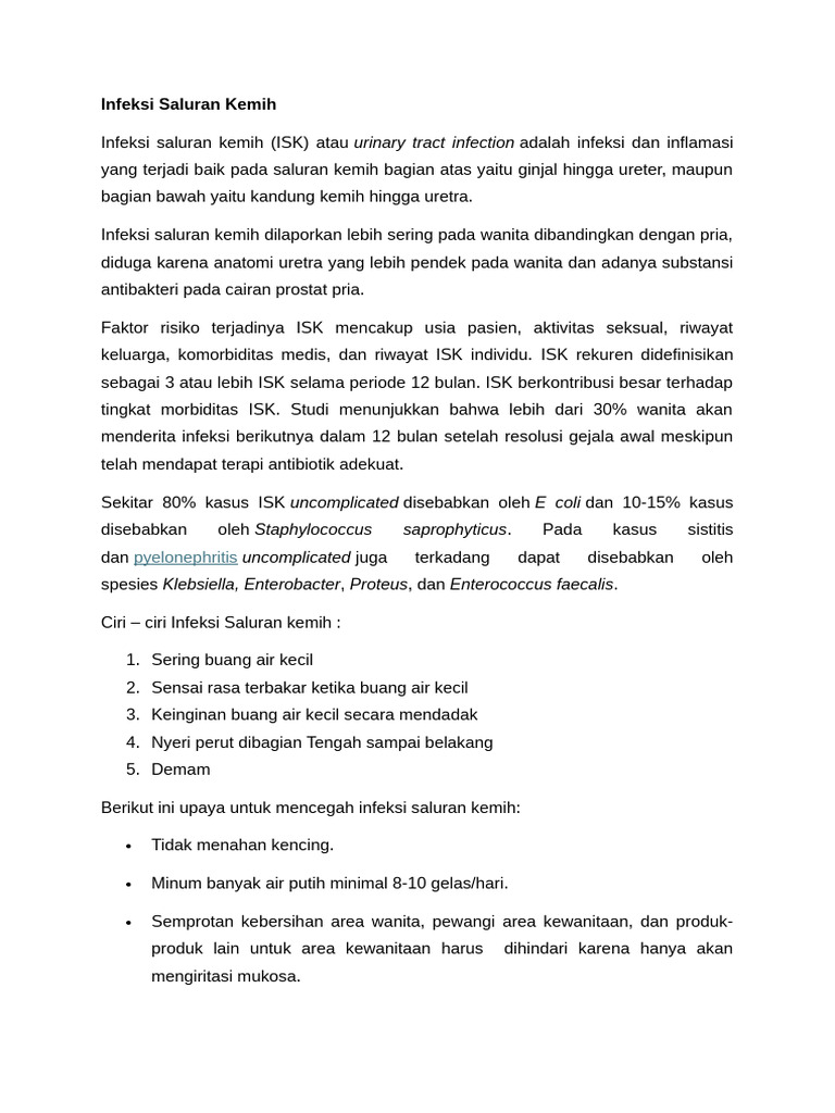 Segar Bugar Infeksi Saluran Kemih | PDF