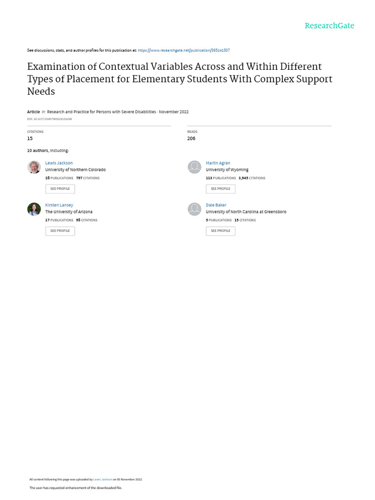 Examination of Contextual Variables Across and Within Different Types ...