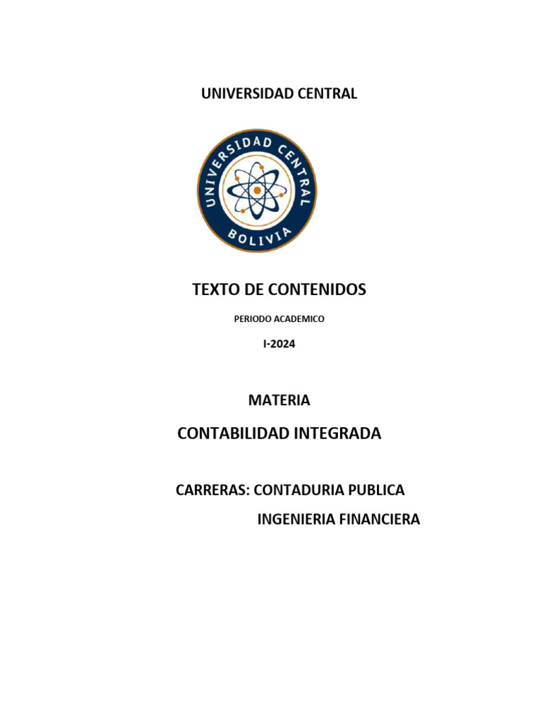 Teoria Contab Integrada Semestre I 2024 | PDF | Contabilidad | Presupuesto
