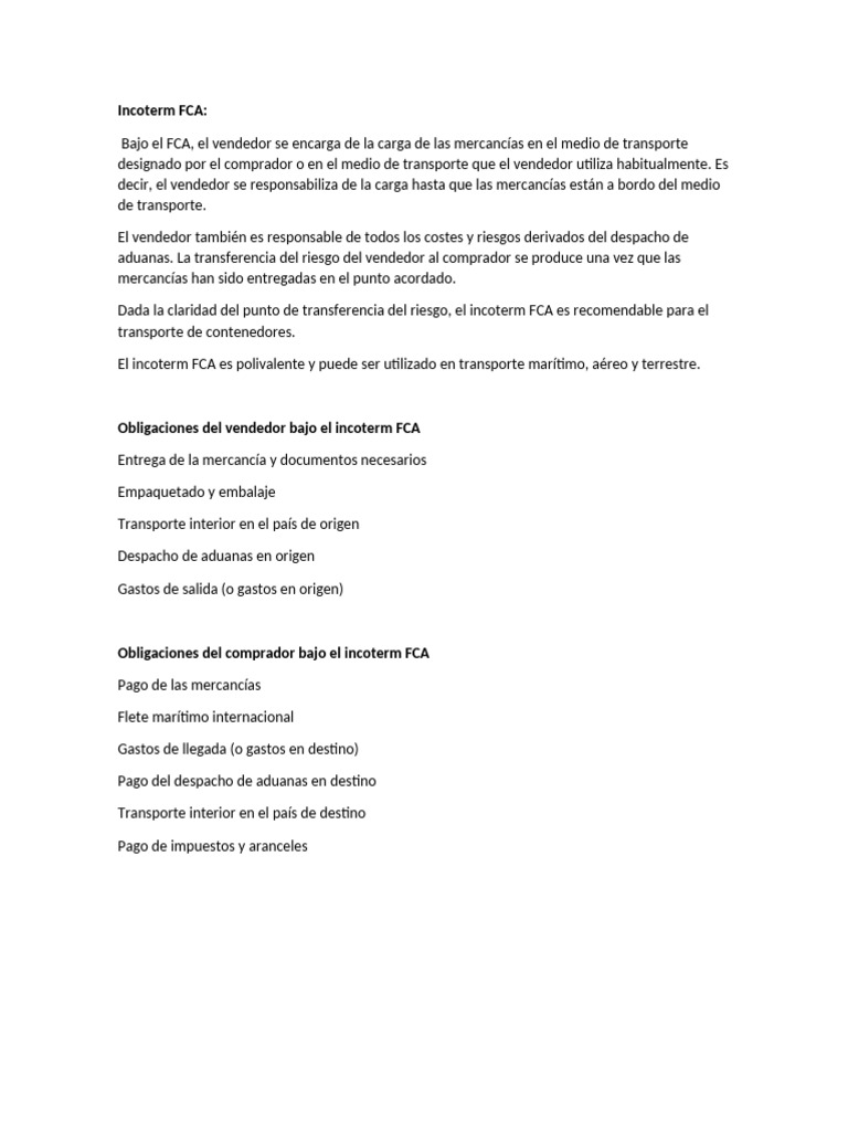Incoterm FCA | PDF