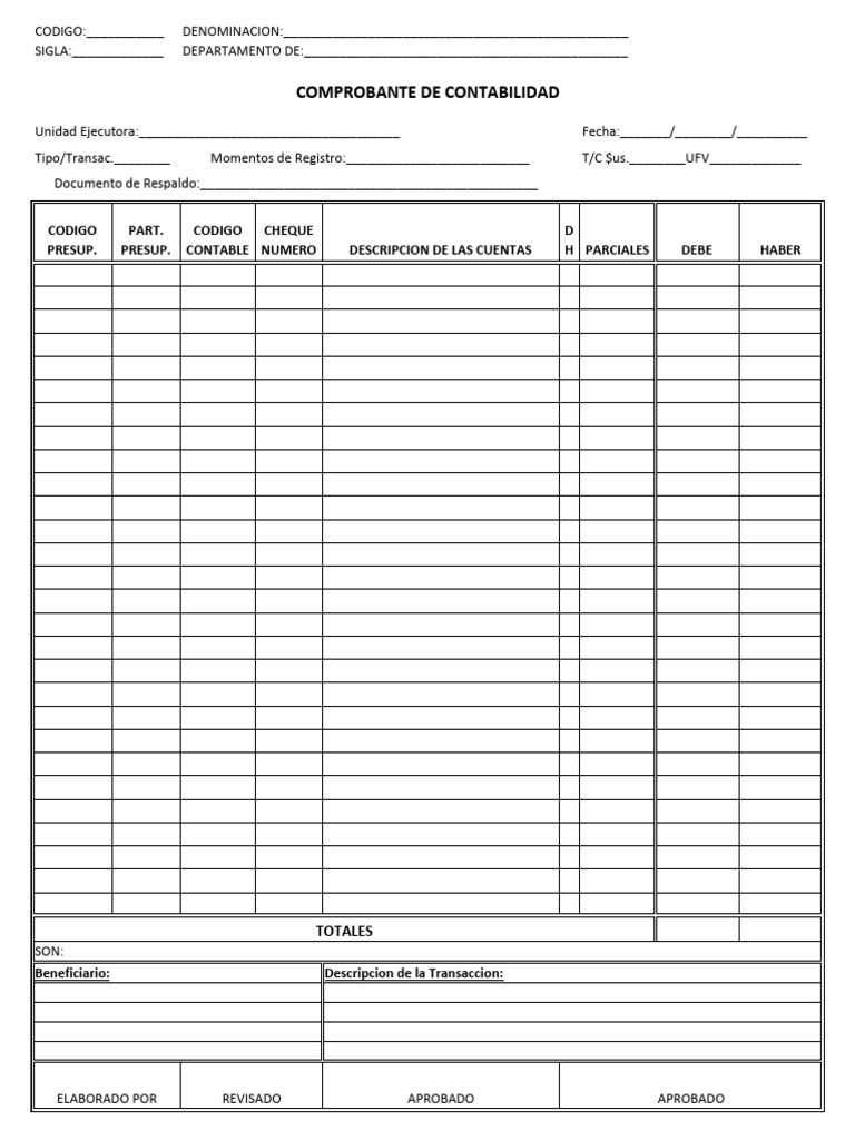 Formato Comprobante Contable Sincon 2024 | PDF | Negocios | Derecho
