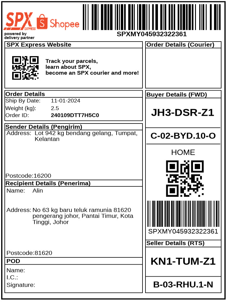 JH3-DSR-Z1: Become An SPX Courier and More! Learn About SPX, Track Your Parcels | PDF
