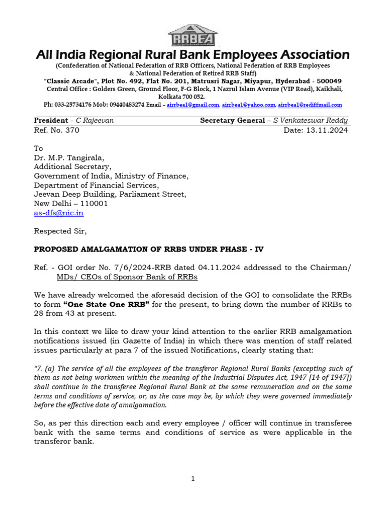 RRB Amalgamation Proposal and Employee Rights | PDF | Government