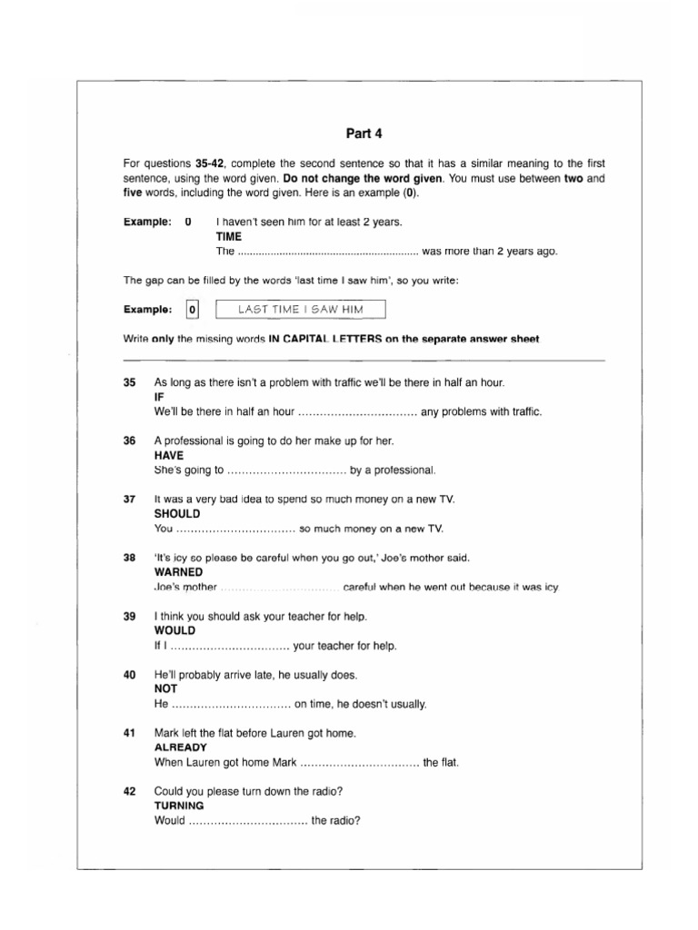 Grammar Reading FCE T7 | PDF
