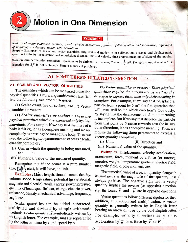 2.motion in One Dimension | PDF