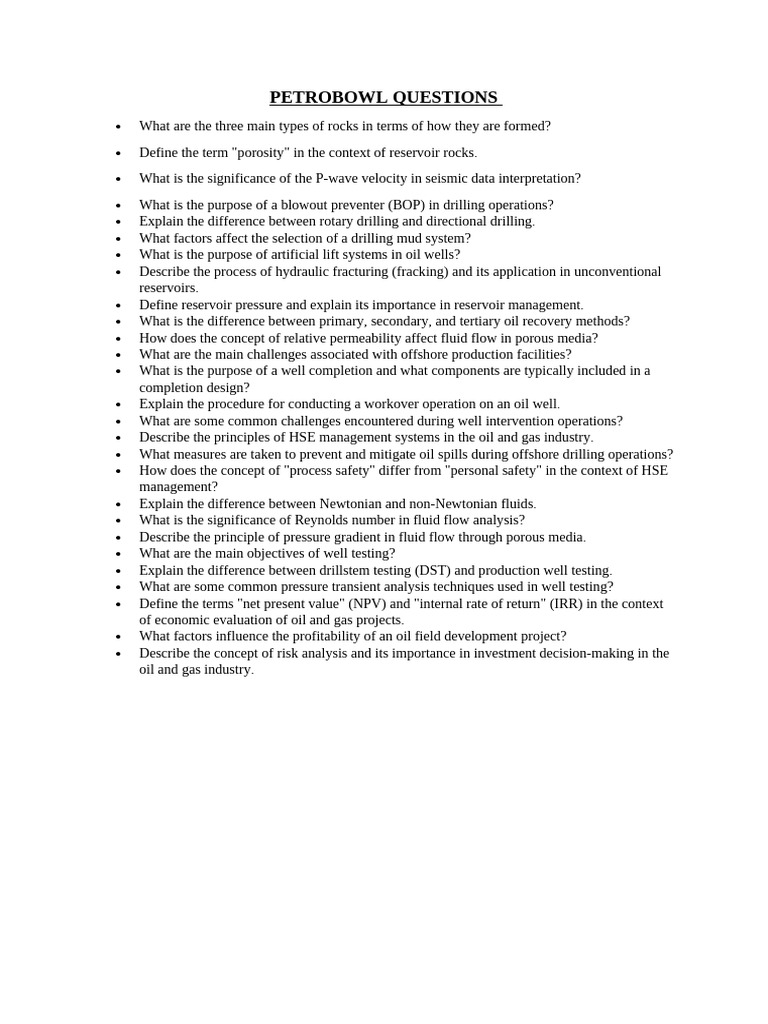 Petrobowl Questions | PDF | Business